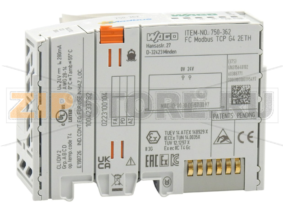 Wago 750-362 - Каплер шины Modbus TCP; 4-е поколение