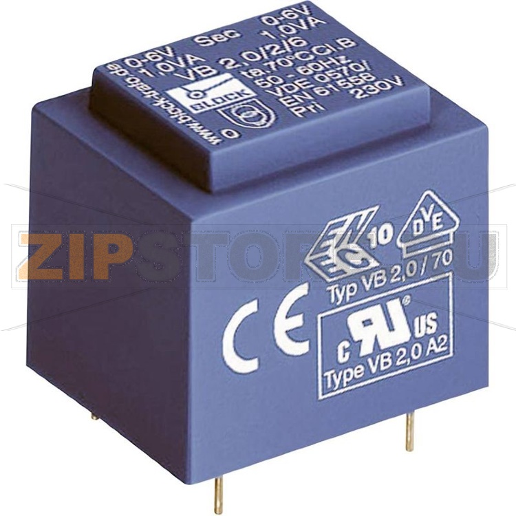VB 1,0/1/18 - Трансформатор PCB, 1x230 В, 1x18 В/AC, 1 Вт, 55 мА Block