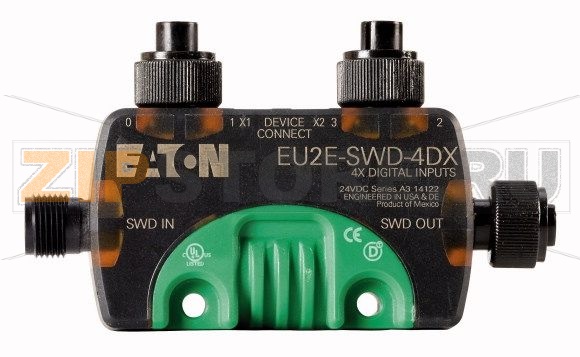 174726 - T-Connector SWD, модуль ввода/вывода IP69K, 24 В пост. тока, M12 Eaton EU2E-SWD-4DX