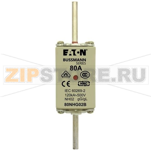 80NHG02B - Предохранитель, 80 A, AC 500 В, 120 кА, NH02, gL/gG, IEC ...