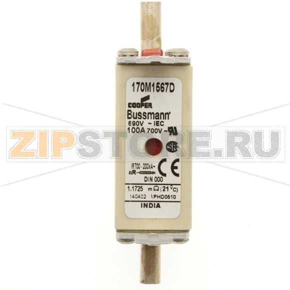 A01661 - Предохранитель, 100 A, AC 690 В, 200 кА, DIN 000, aR, DIN, IEC ...