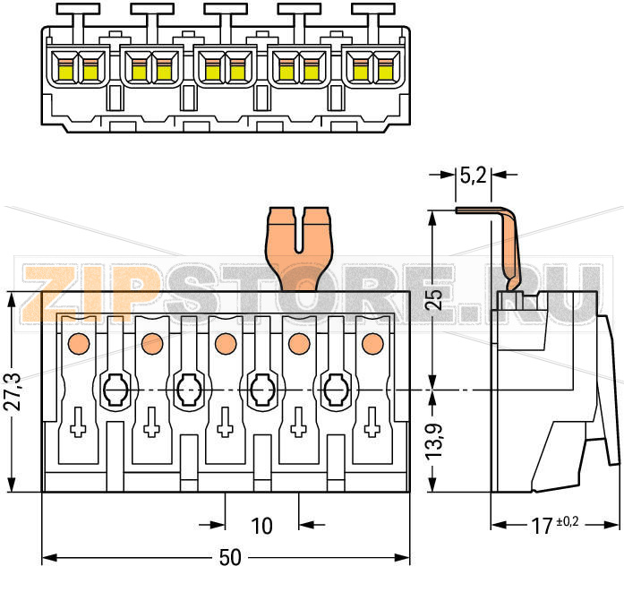 Lighting connector; push-button, external; with snap-in ground contact; L3-L2-L1-PE-N; 5-pole ...